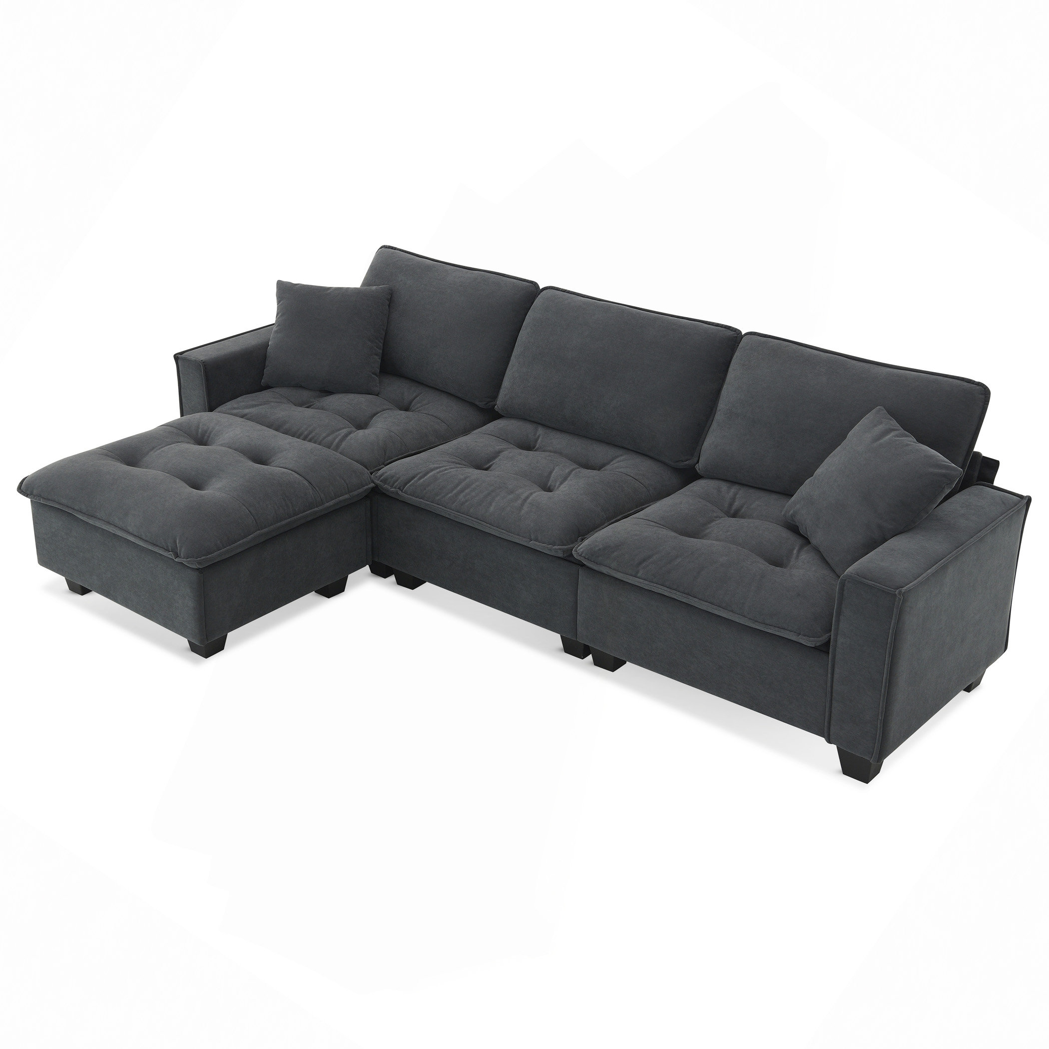 Everly Quinn Sectional Sofa, 100*59" Modern Convertible Sectional Sofa,L-Shaped Reversible Couch ...